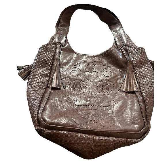 Loungefly | Bags | Loungefly Sugar Skull Brown Lattice Large Tote Bag ...